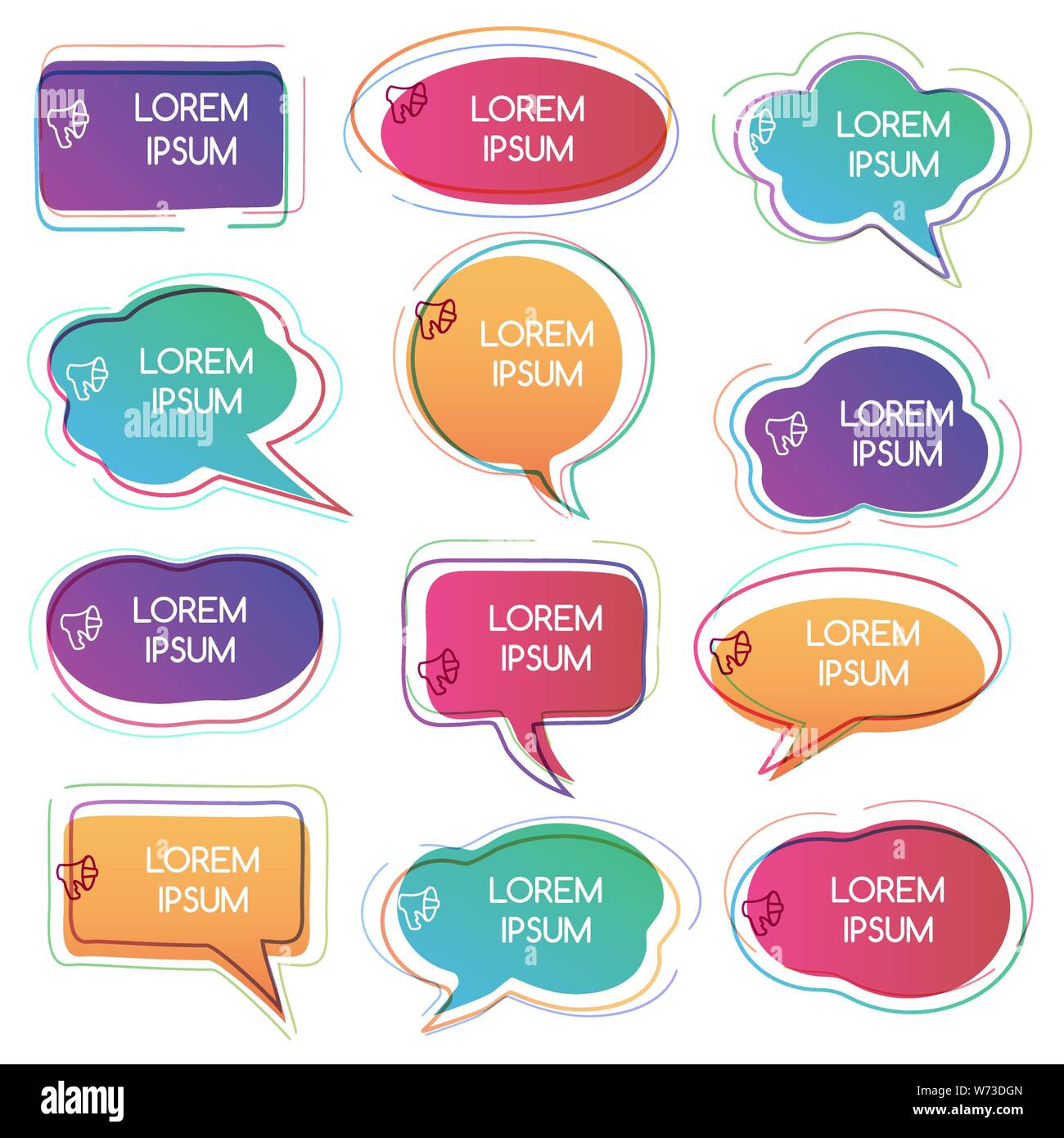 Colorful Abstract Chat Label or text Bubbles set. Vector illustration ...