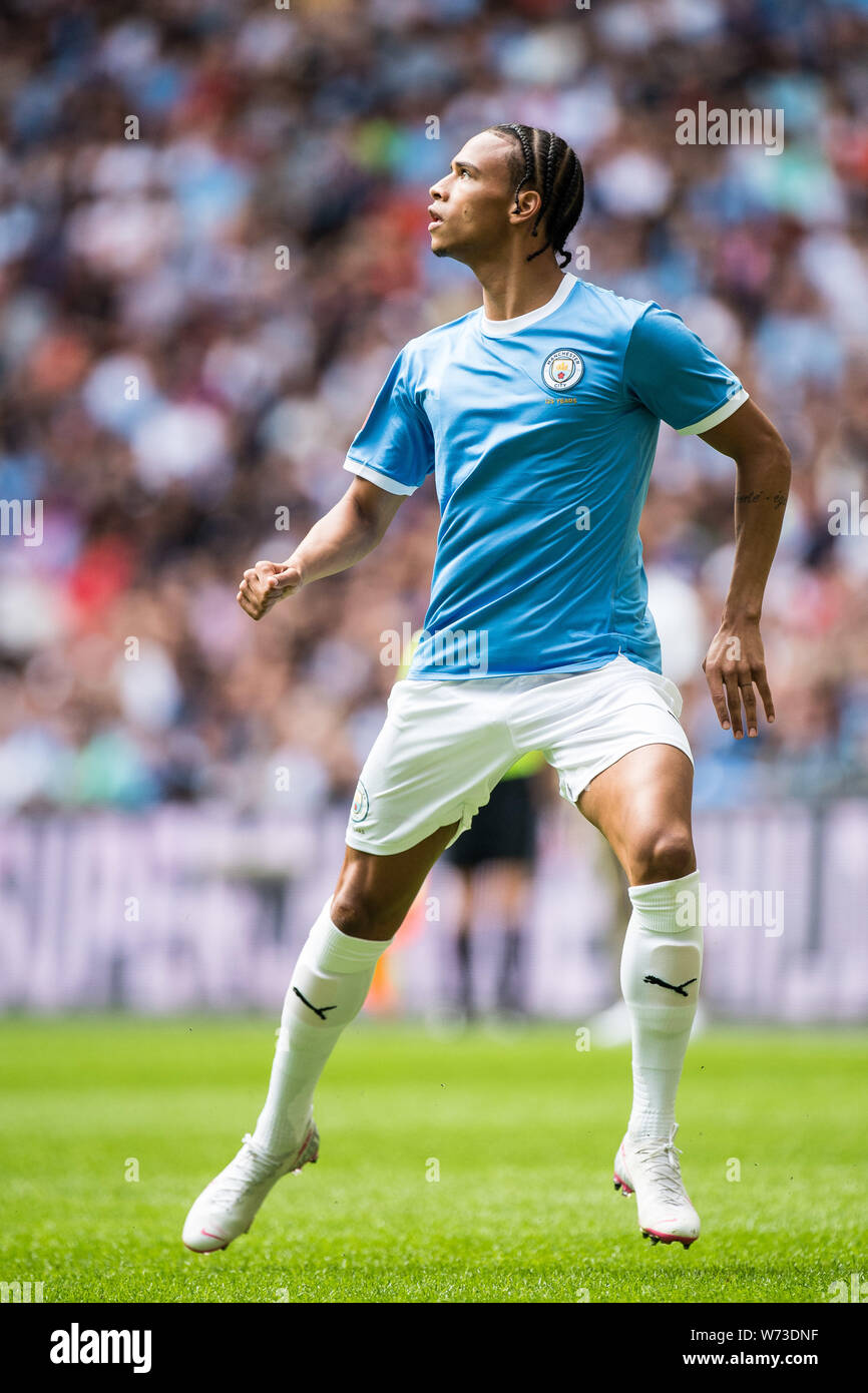 LONDON, ENGLAND - AUGUST 04: Leroy Sane of Manchester City during the ...
