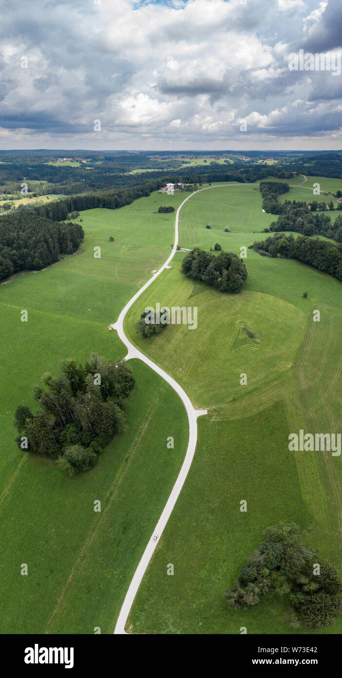 Aerial Panorama of countryside road with S curve Stock Photo - Alamy