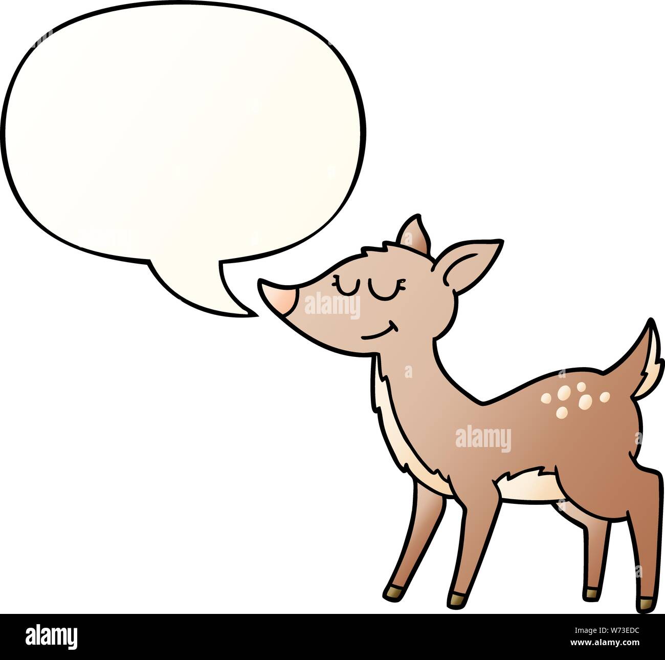 cartoon deer with speech bubble in smooth gradient style Stock Vector ...