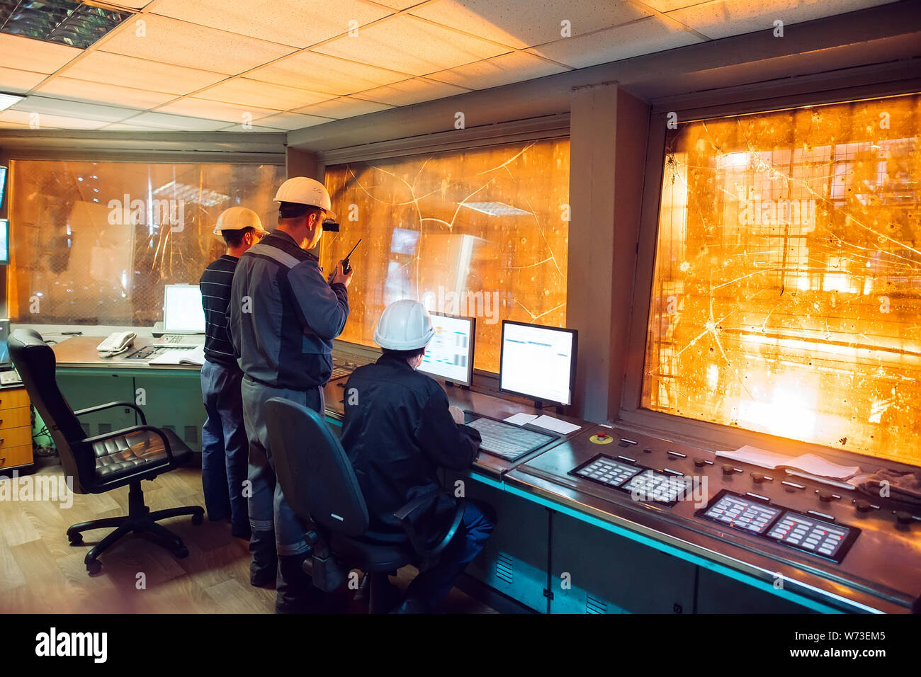 Control panel. Plant for the production of steel Stock Photo - Alamy