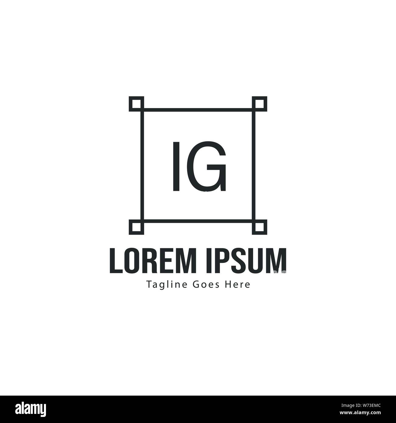 Initial IG logo template with modern frame. Minimalist IG letter logo ...