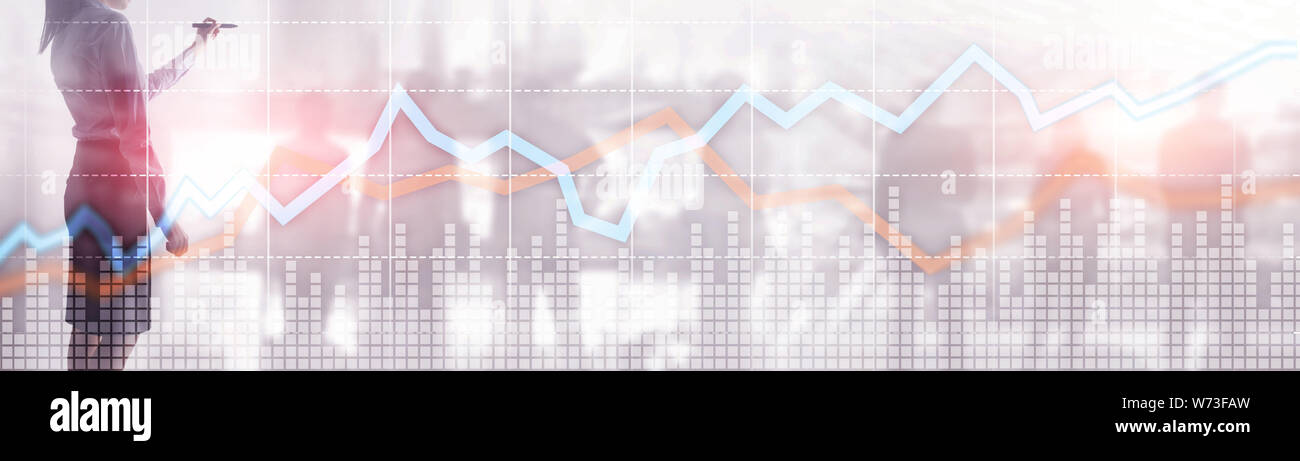 Red and blue growth chart. Concept of stock and exchange Stock Photo ...