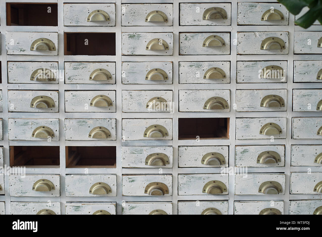 White filing Cabinet in the old style.With missing drawers . Retro ...