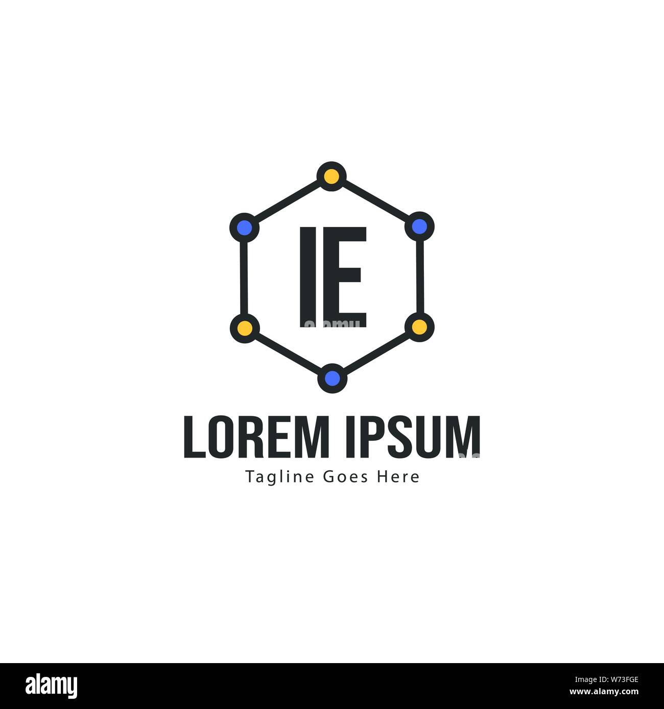 Initial IE logo template with modern frame. Minimalist IE letter logo vector illustration design ...