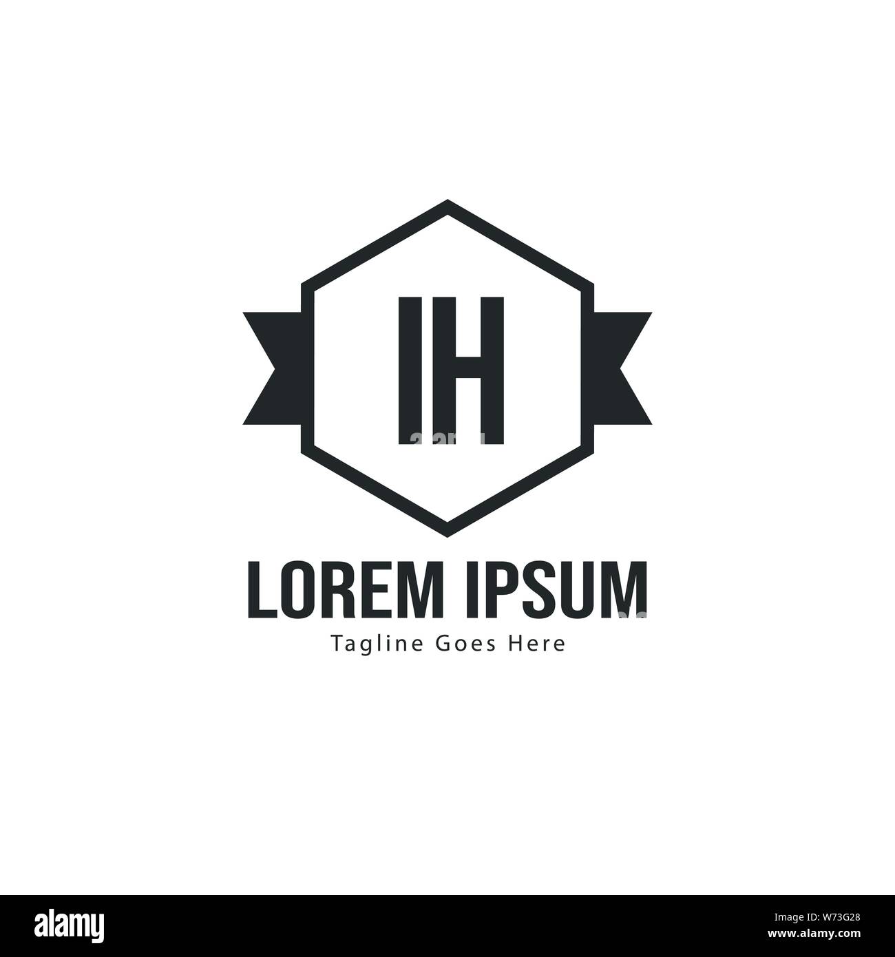 Initial IH logo template with modern frame. Minimalist IH letter logo ...