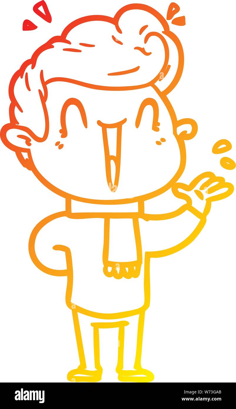 warm gradient line drawing of a cartoon excited man Stock Vector Image ...