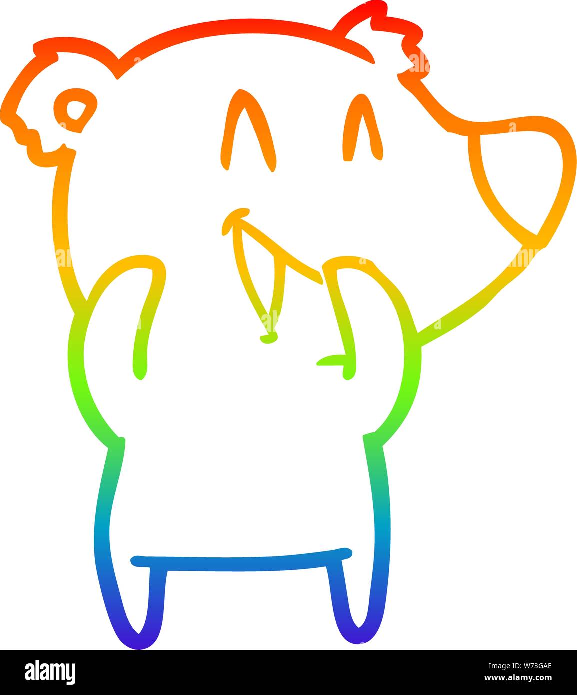 rainbow gradient line drawing of a laughing bear cartoon Stock Vector ...