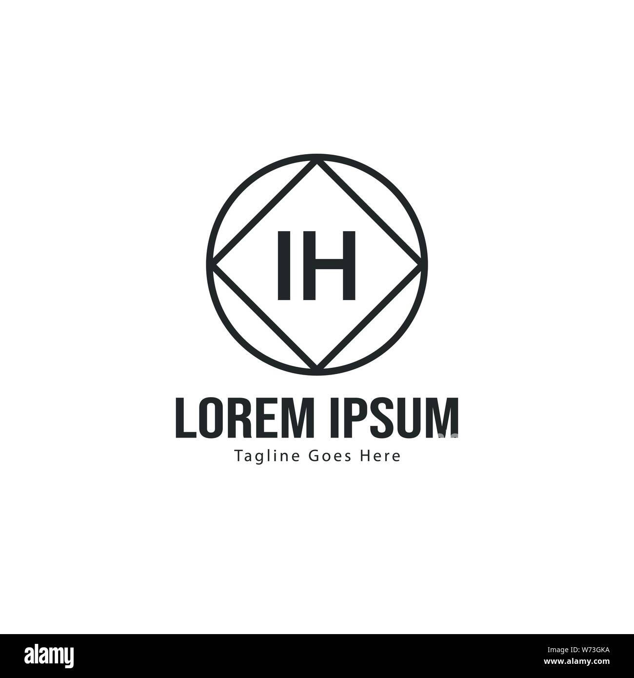 Initial IH logo template with modern frame. Minimalist IH letter logo ...