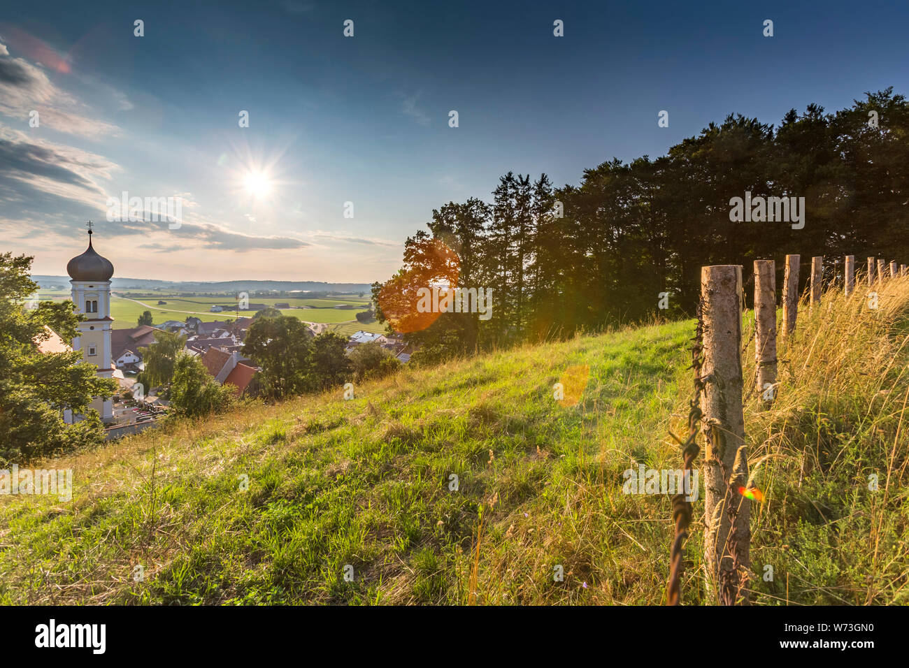 Germany, Bavaria, Allgaeu, Mindelheim, rural scene with church Stock ...