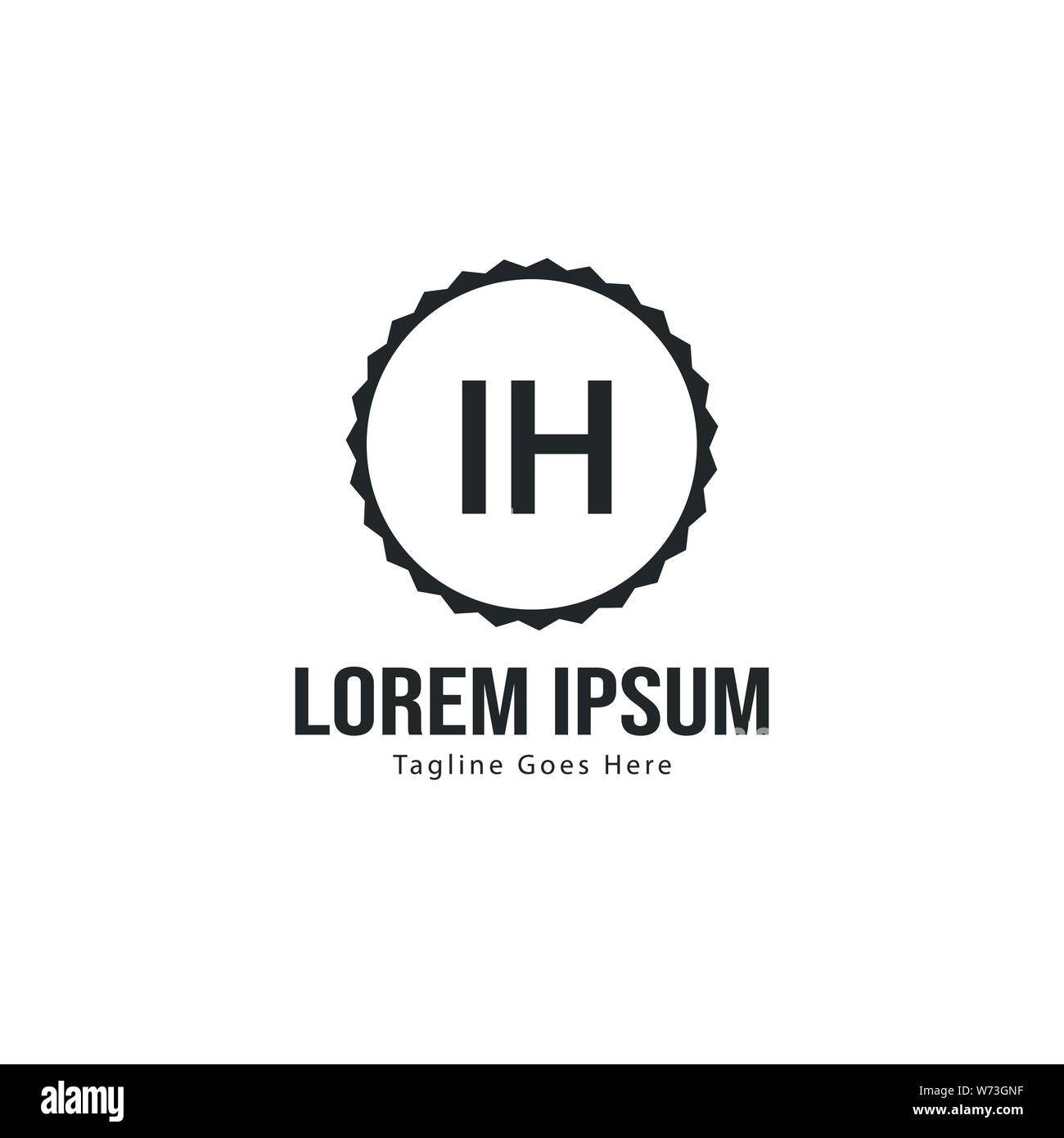 Initial IH logo template with modern frame. Minimalist IH letter logo ...