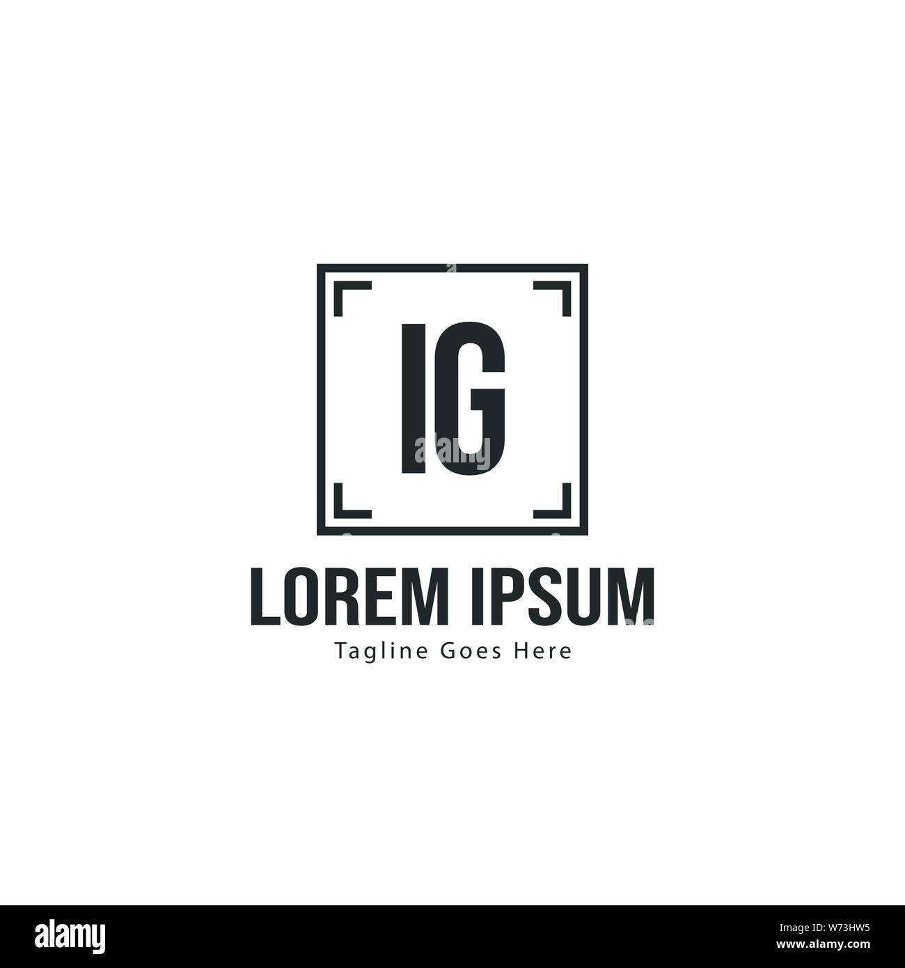 Initial IG logo template with modern frame. Minimalist IG letter logo ...