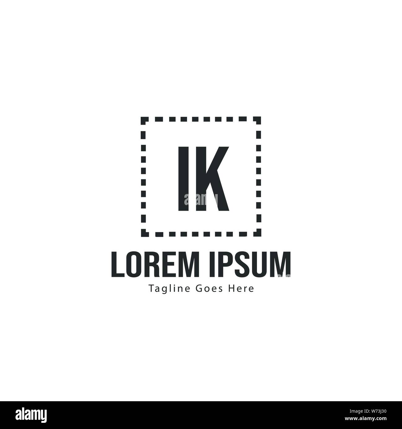 Initial IK logo template with modern frame. Minimalist IK letter logo ...