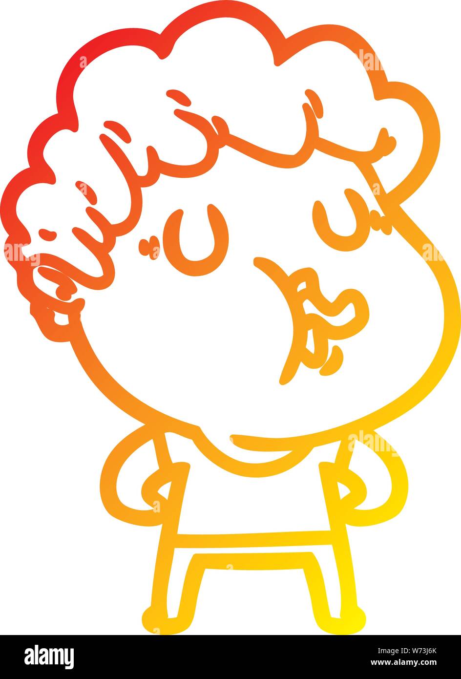 warm gradient line drawing of a cartoon man pulling face Stock Vector ...