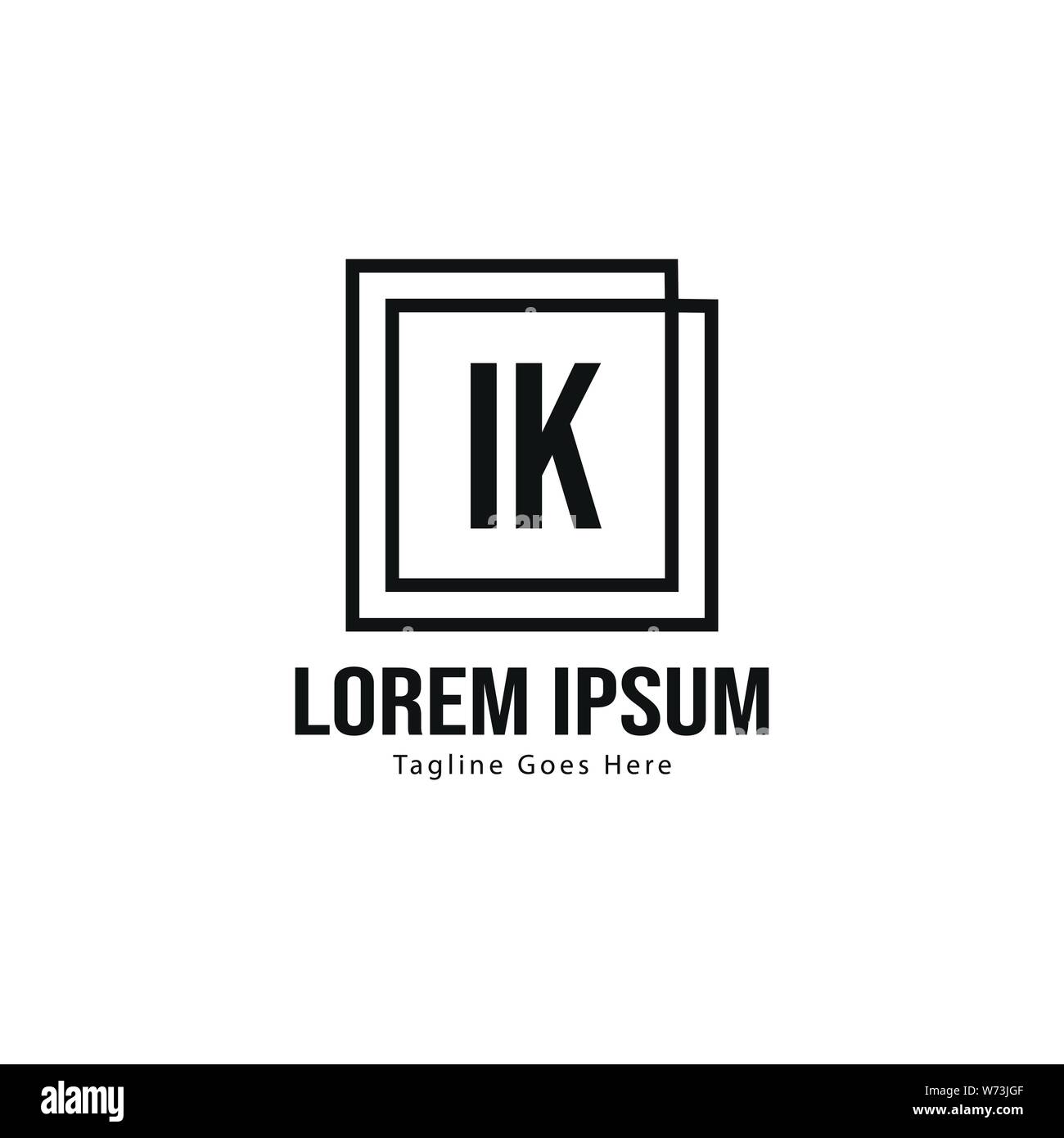Initial IK logo template with modern frame. Minimalist IK letter logo ...