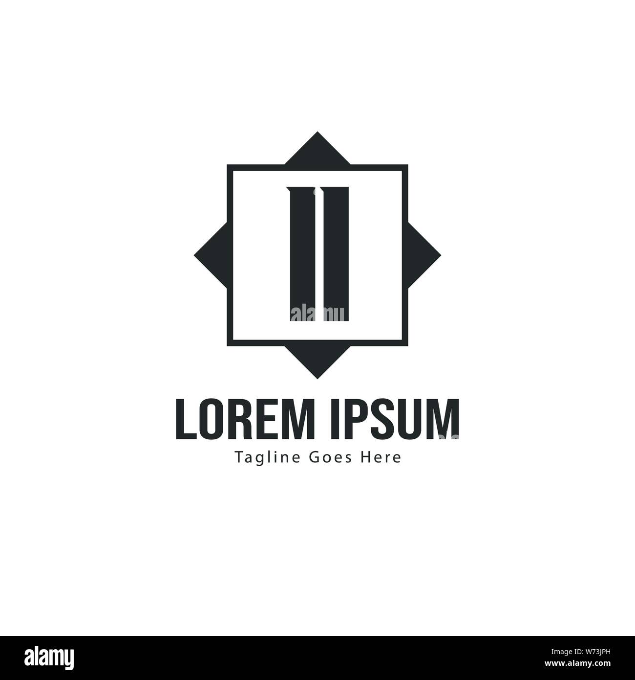 Initial II logo template with modern frame. Minimalist II letter logo ...