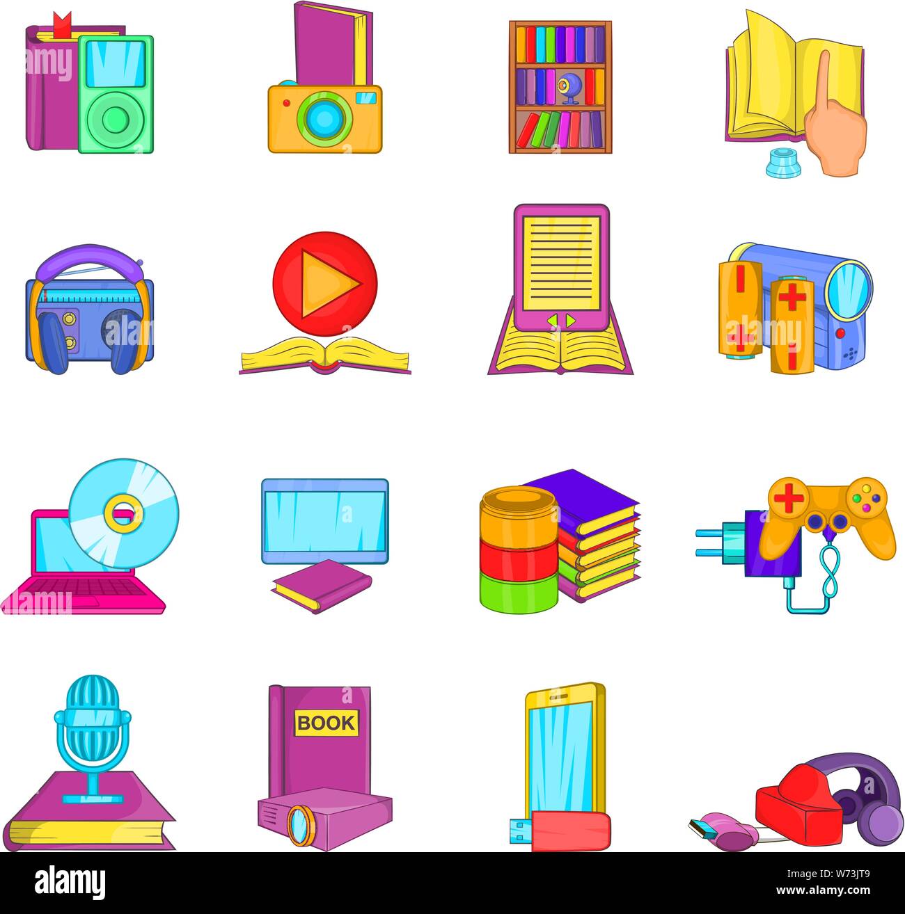 Obtaining information icons set, cartoon style Stock Vector Image & Art ...