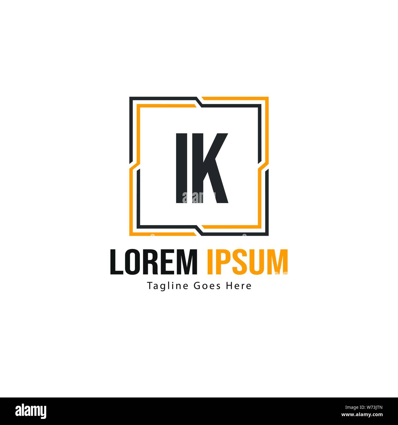 Initial IK logo template with modern frame. Minimalist IK letter logo ...