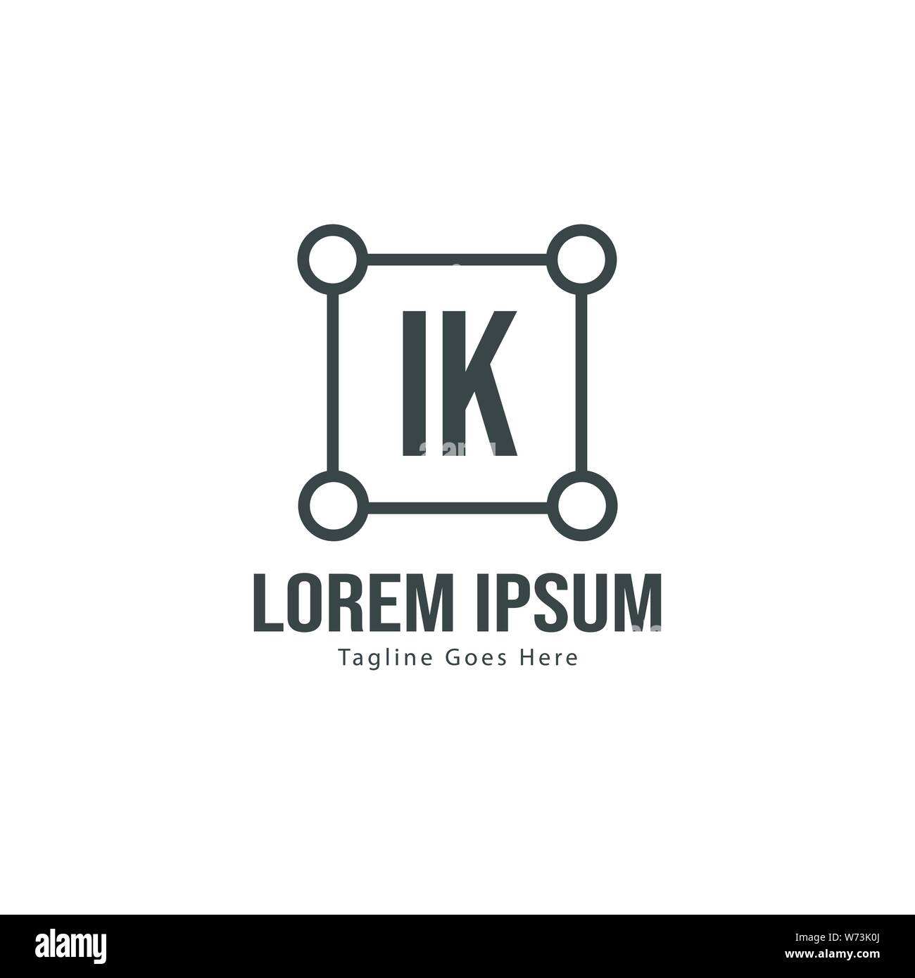 Initial IK logo template with modern frame. Minimalist IK letter logo ...