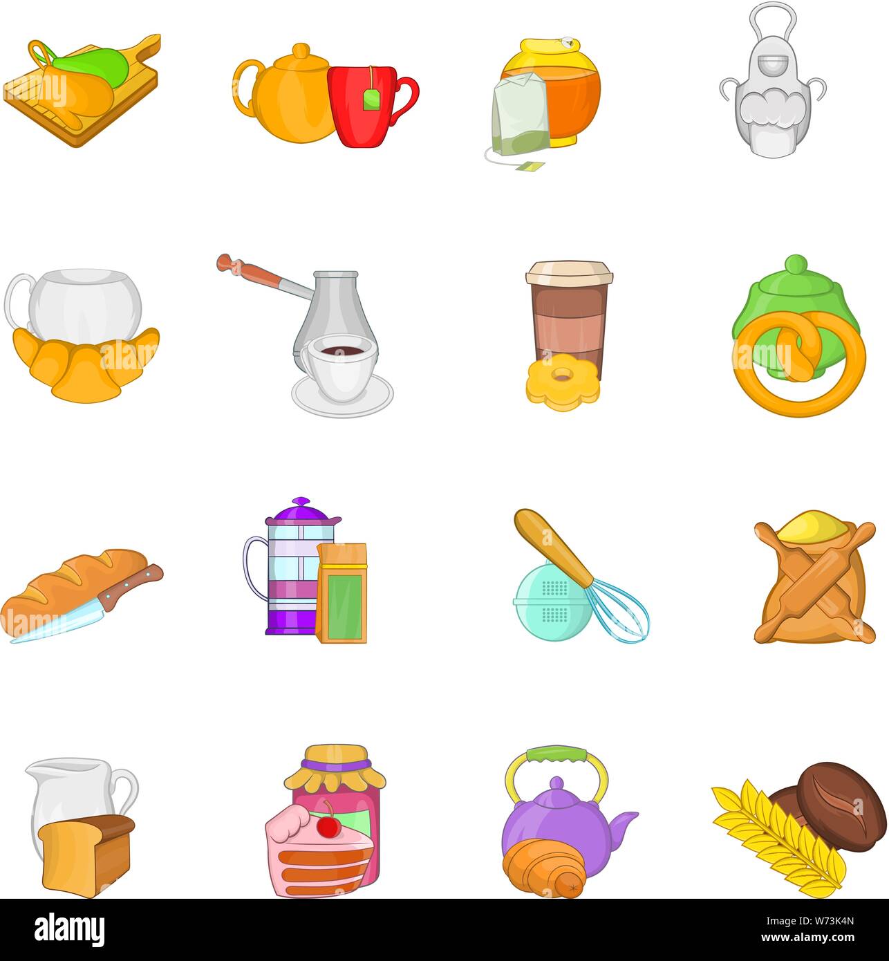 Tea food icons set, cartoon style Stock Vector Image & Art - Alamy