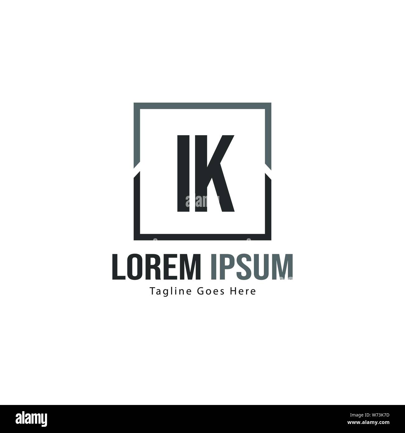 Initial IK logo template with modern frame. Minimalist IK letter logo ...