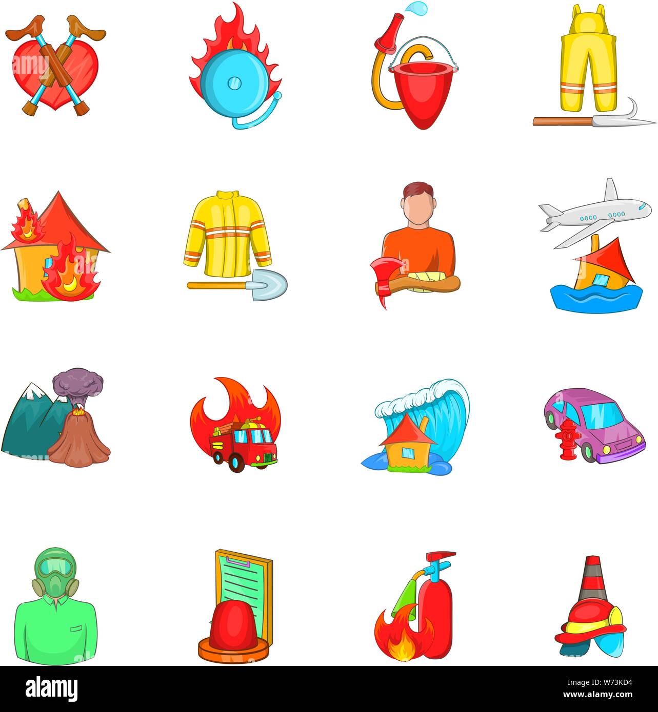 Rescue service icons set, cartoon style Stock Vector Image & Art - Alamy