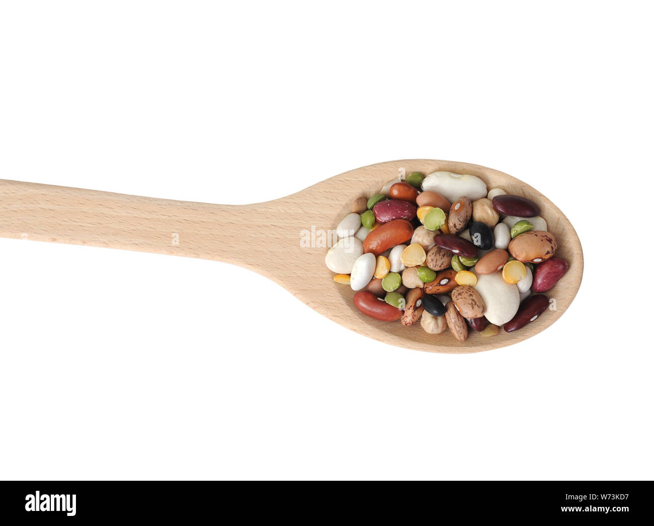 mix beans in wooden spoon isolated on white background Stock Photo - Alamy