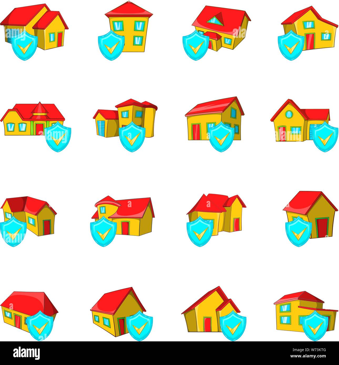 Protect house icons set, cartoon style Stock Vector Image & Art - Alamy