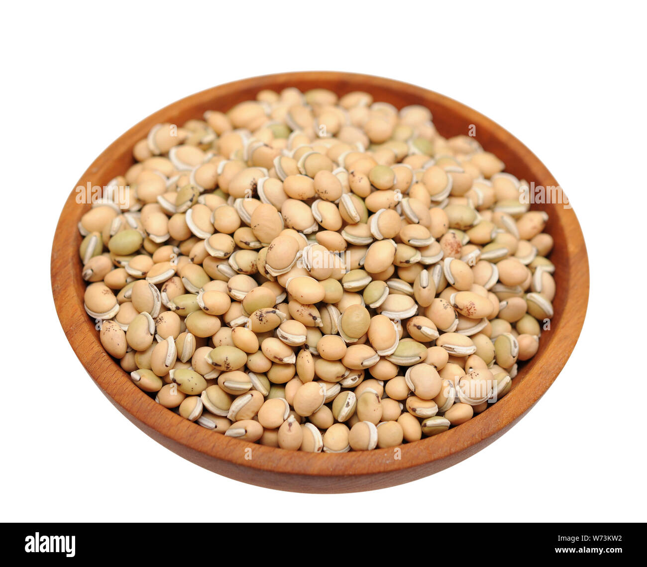 lablab purpureus bean in wooden bowl isolated on white Stock Photo - Alamy