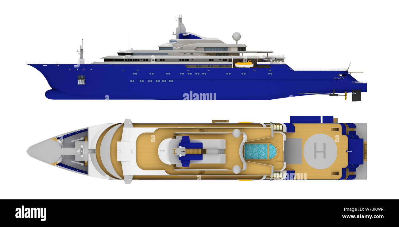 Luxury yacht at sea top view Cut Out Stock Images & Pictures - Alamy