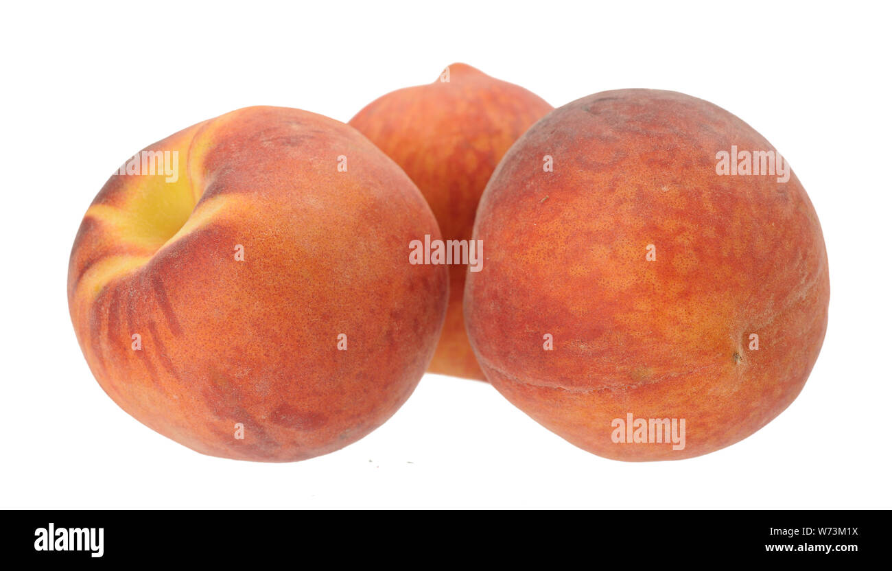 three peaches isolated on white Stock Photo - Alamy