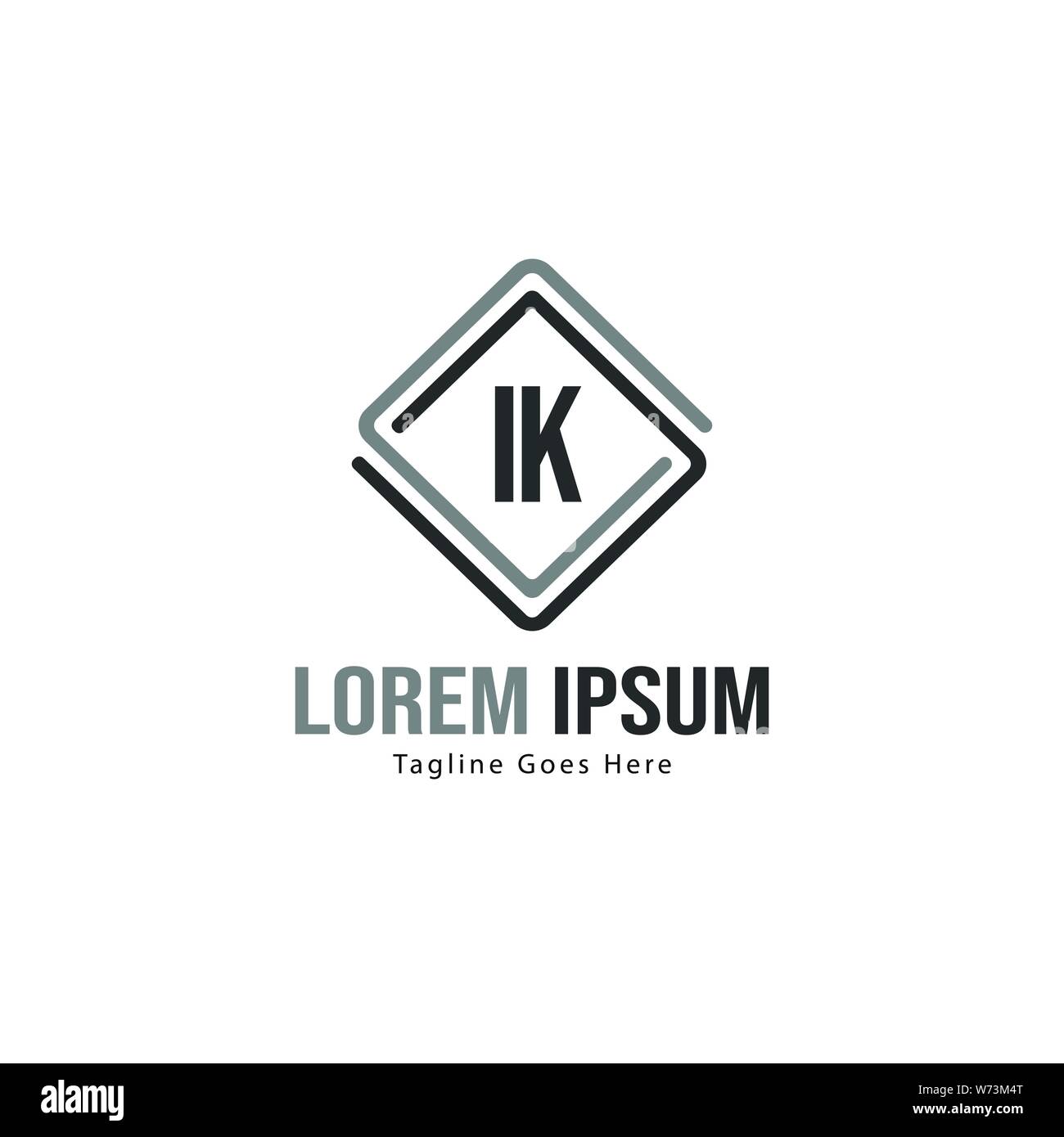Initial IK logo template with modern frame. Minimalist IK letter logo ...