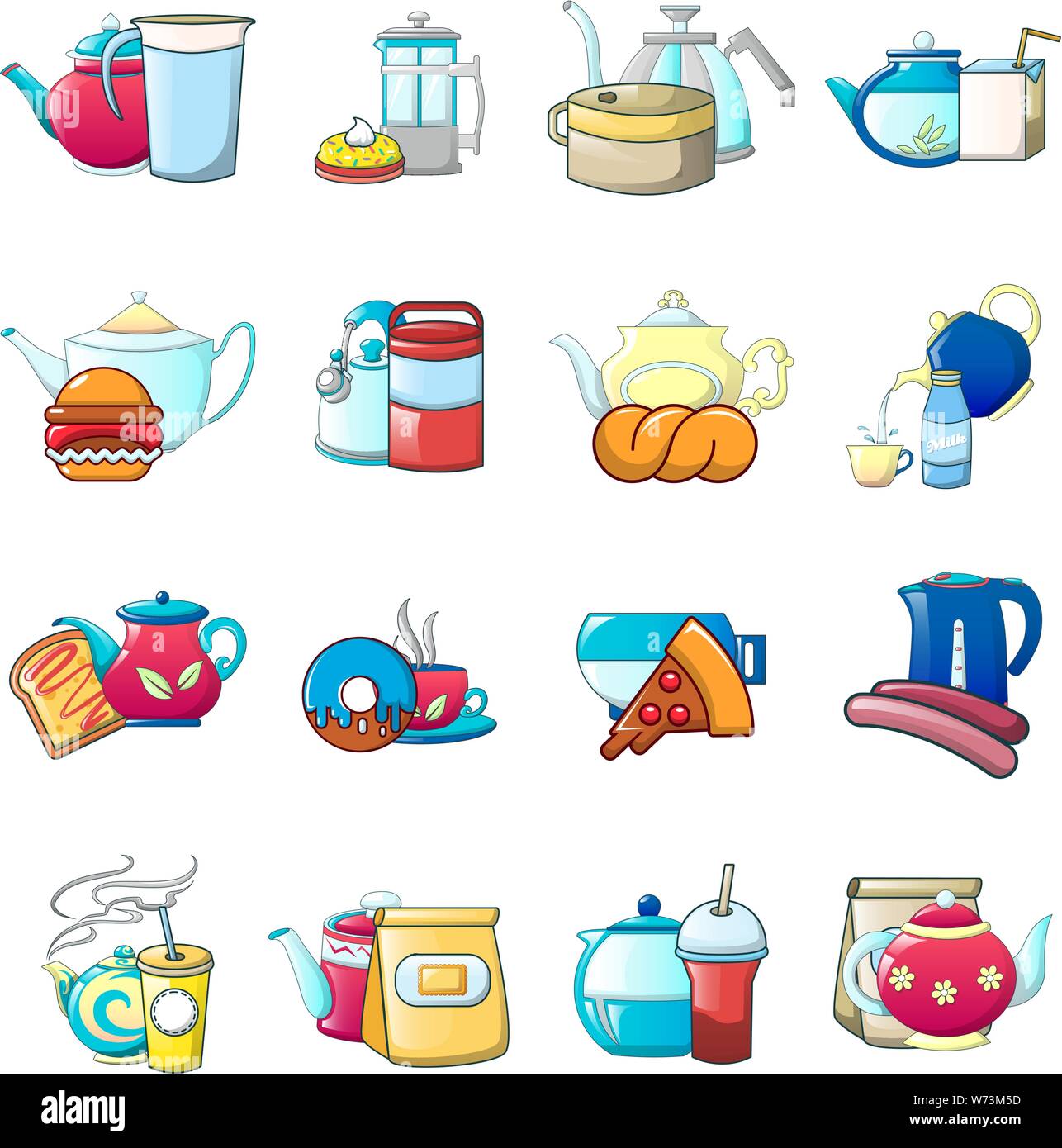 Tea day icons set, cartoon style Stock Vector Image & Art - Alamy