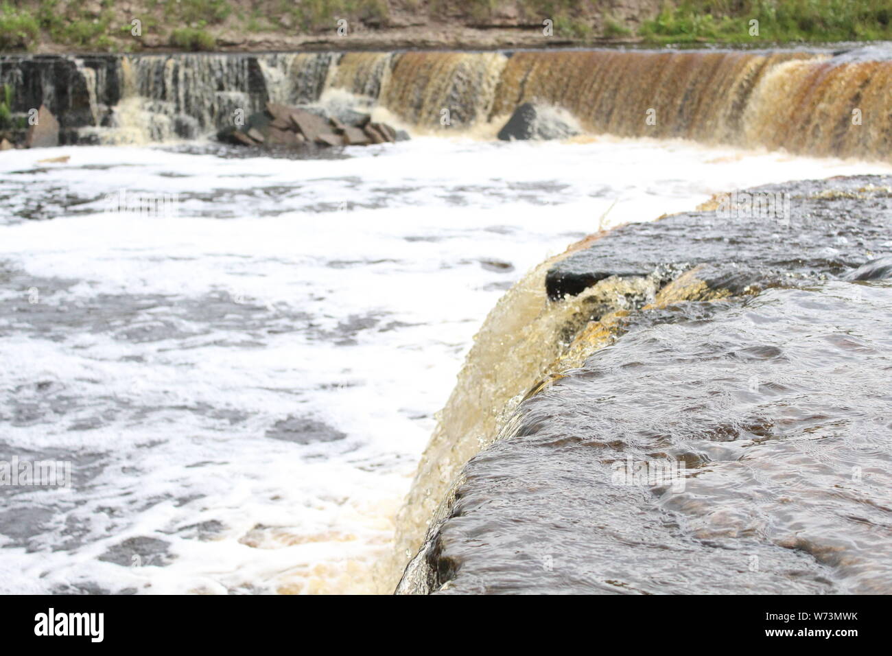 Waterfall with a huge current, mountain waterfall. Beauty Stock Photo ...