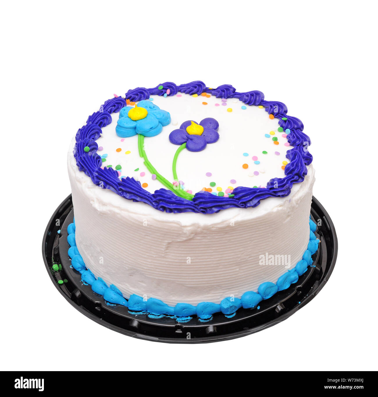 birthday cake in case isolated on white Stock Photo - Alamy