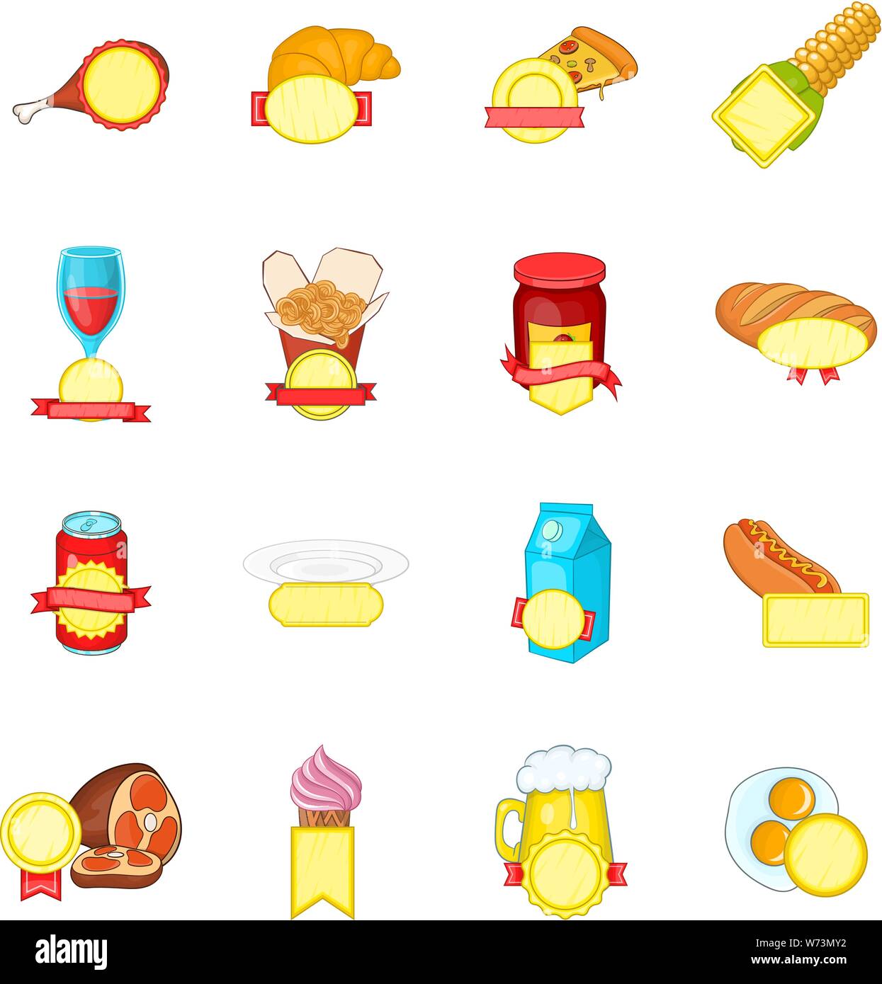 High food icons set, cartoon style Stock Vector Image & Art - Alamy
