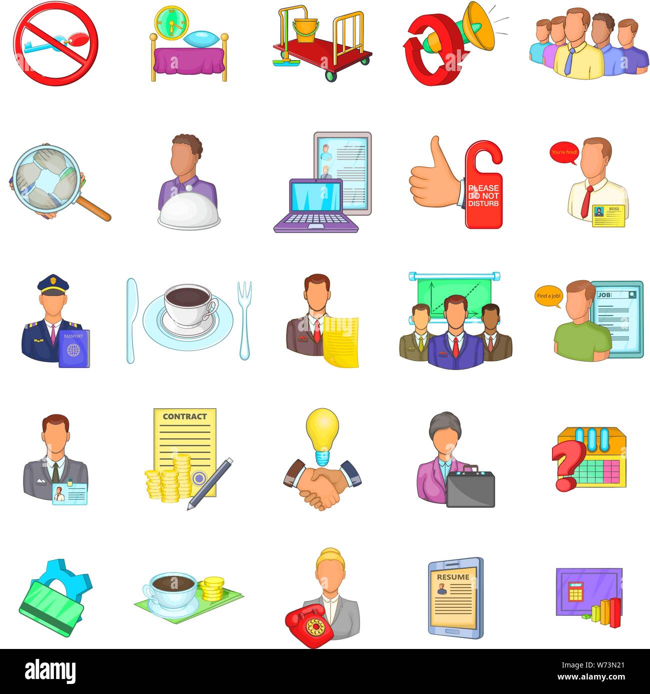 Working process icons set, cartoon style Stock Vector Image & Art - Alamy