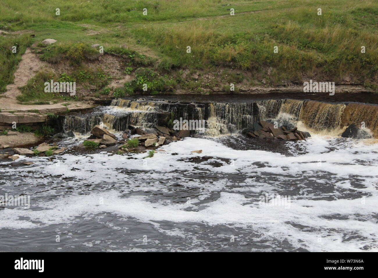Waterfall with a huge current, mountain waterfall. Beauty Stock Photo ...