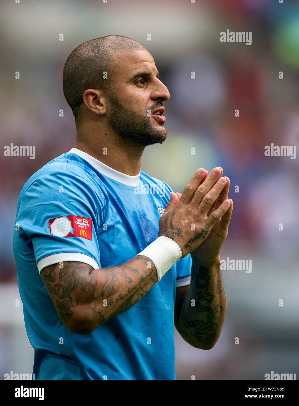 London, UK. 04th Aug, 2019. Kyle Walker of Man City during the FA ...