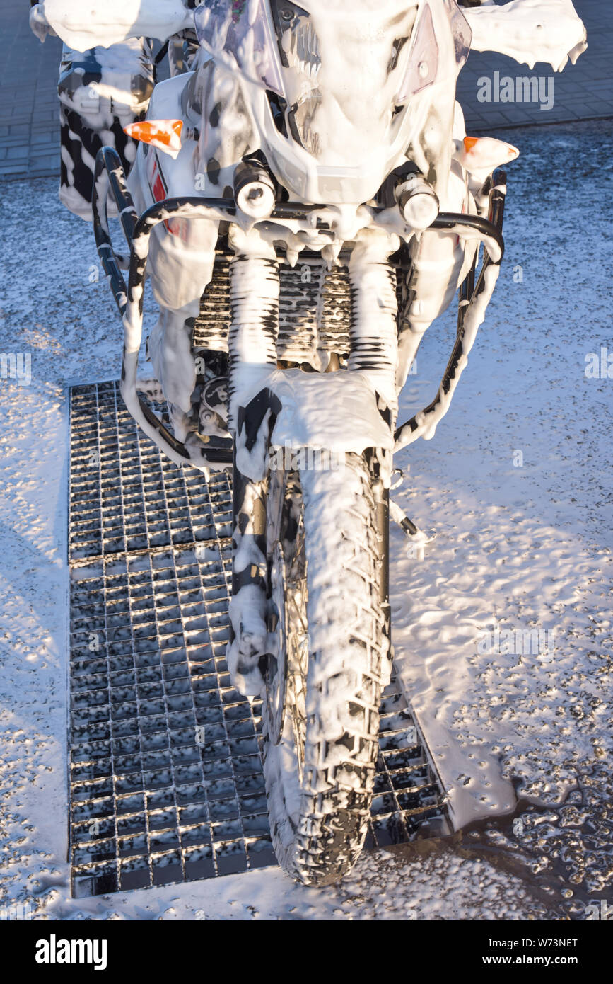 Motorcycle Car Wash Motorcycle Big Bike cleaning with foam injection ...