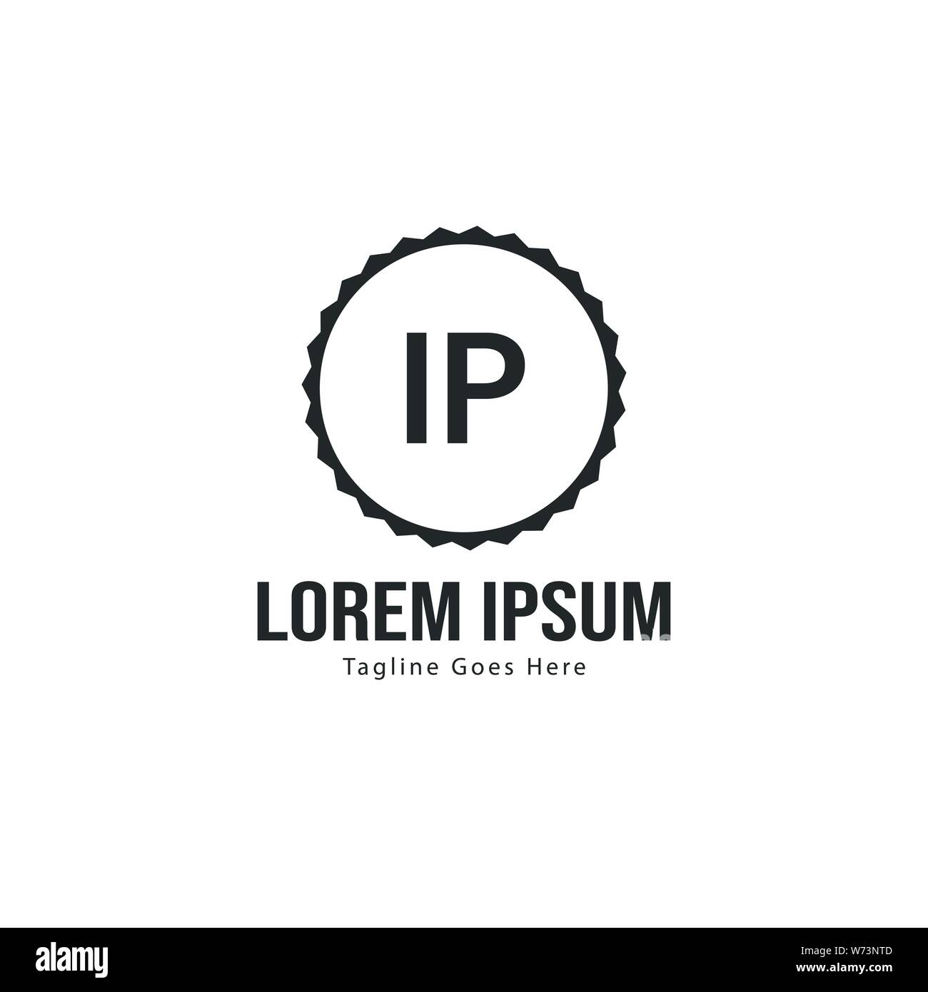 Initial IP logo template with modern frame. Minimalist IP letter logo ...