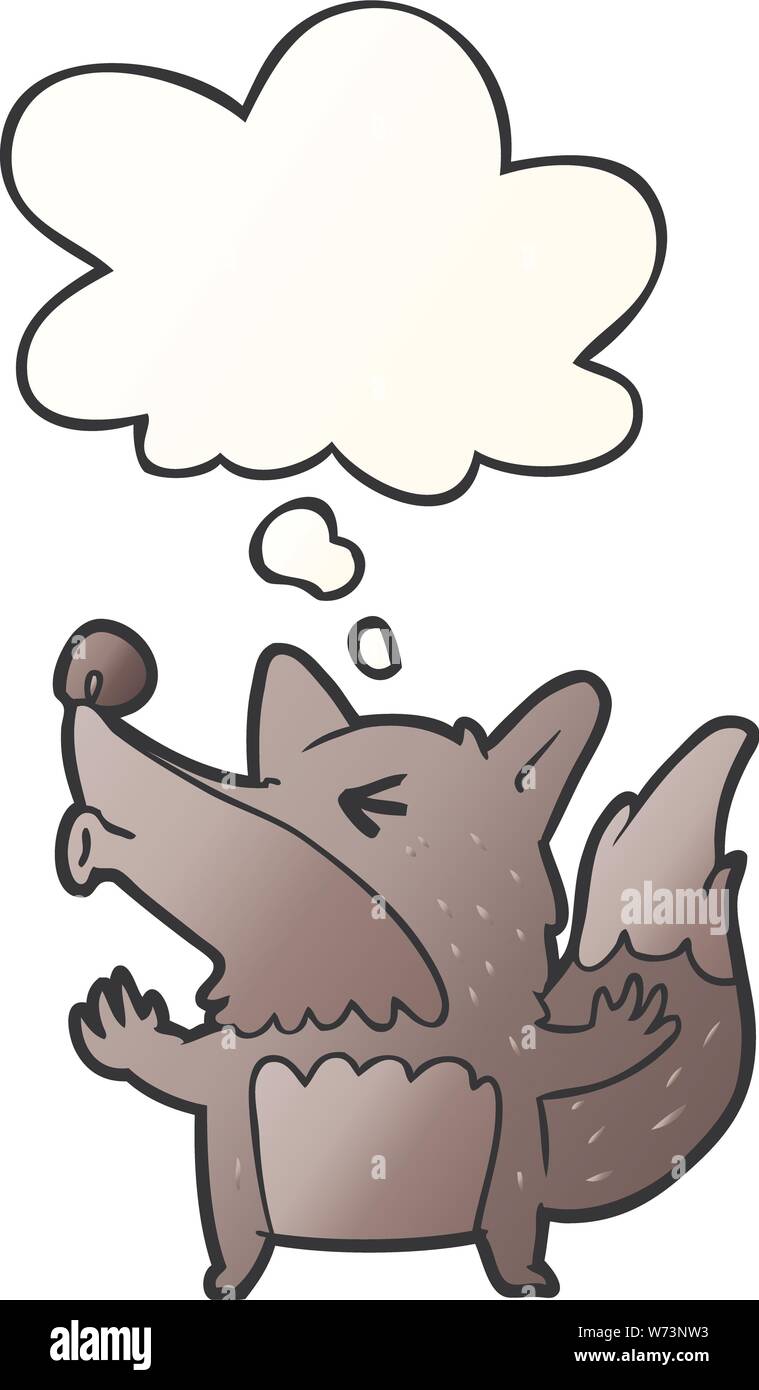 cartoon werewolf howling with thought bubble in smooth gradient style ...