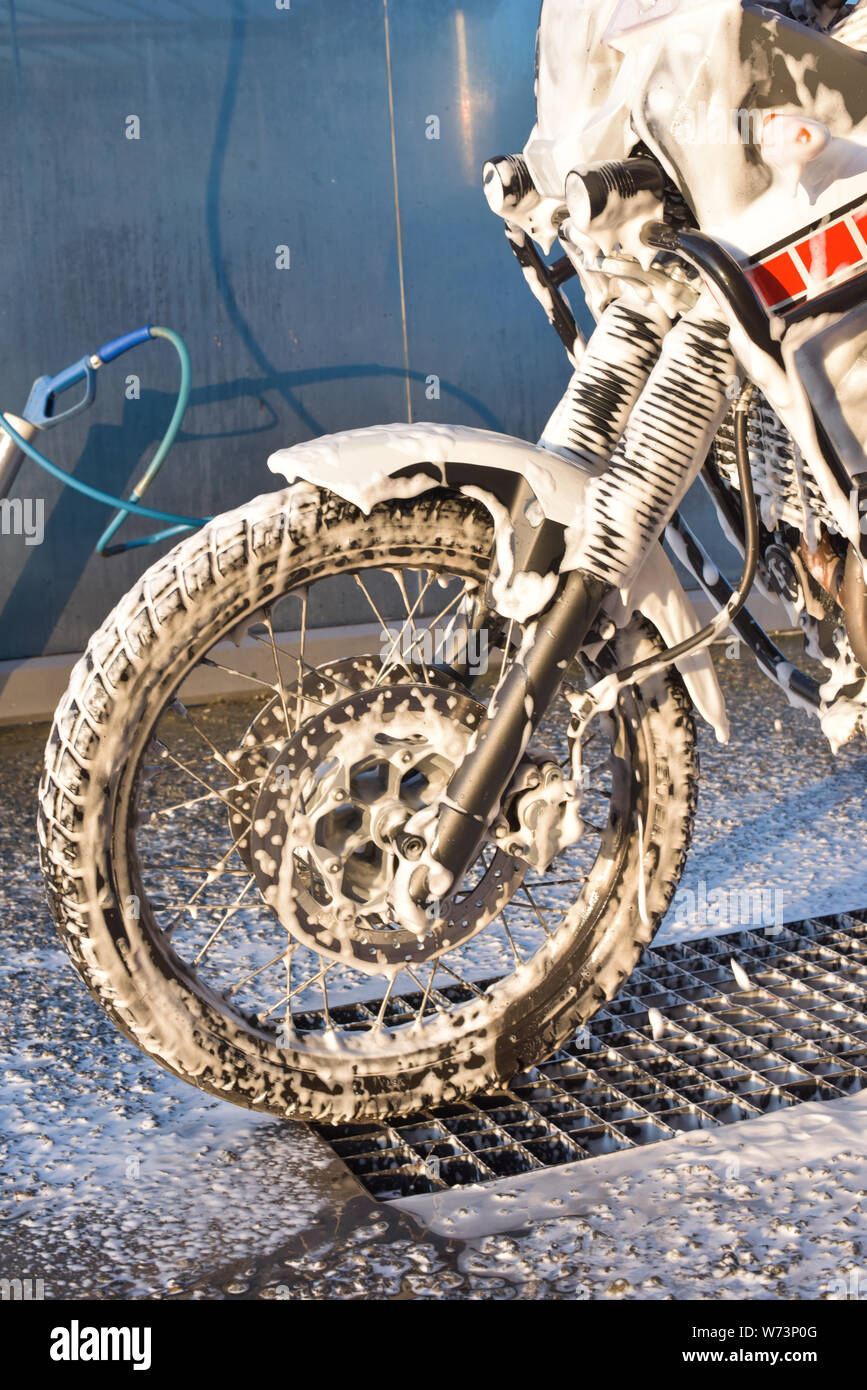 Motorcycle Car Wash Motorcycle Big Bike cleaning with foam injection ...