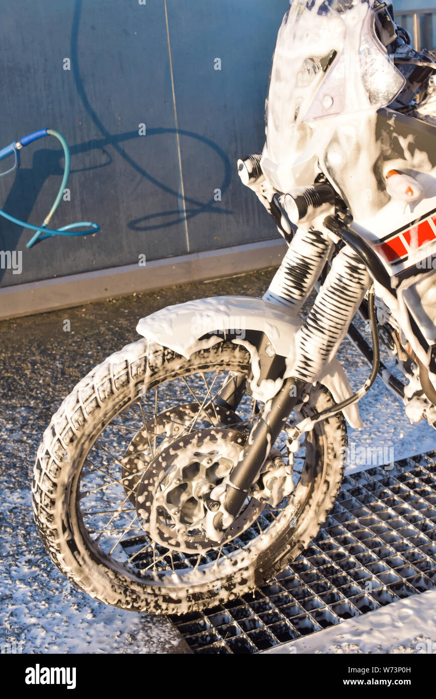 Motorcycle Car Wash Motorcycle Big Bike cleaning with foam injection ...