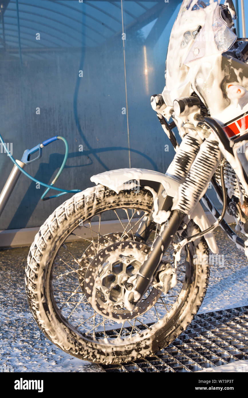 Motorcycle Car Wash Motorcycle Big Bike cleaning with foam injection ...