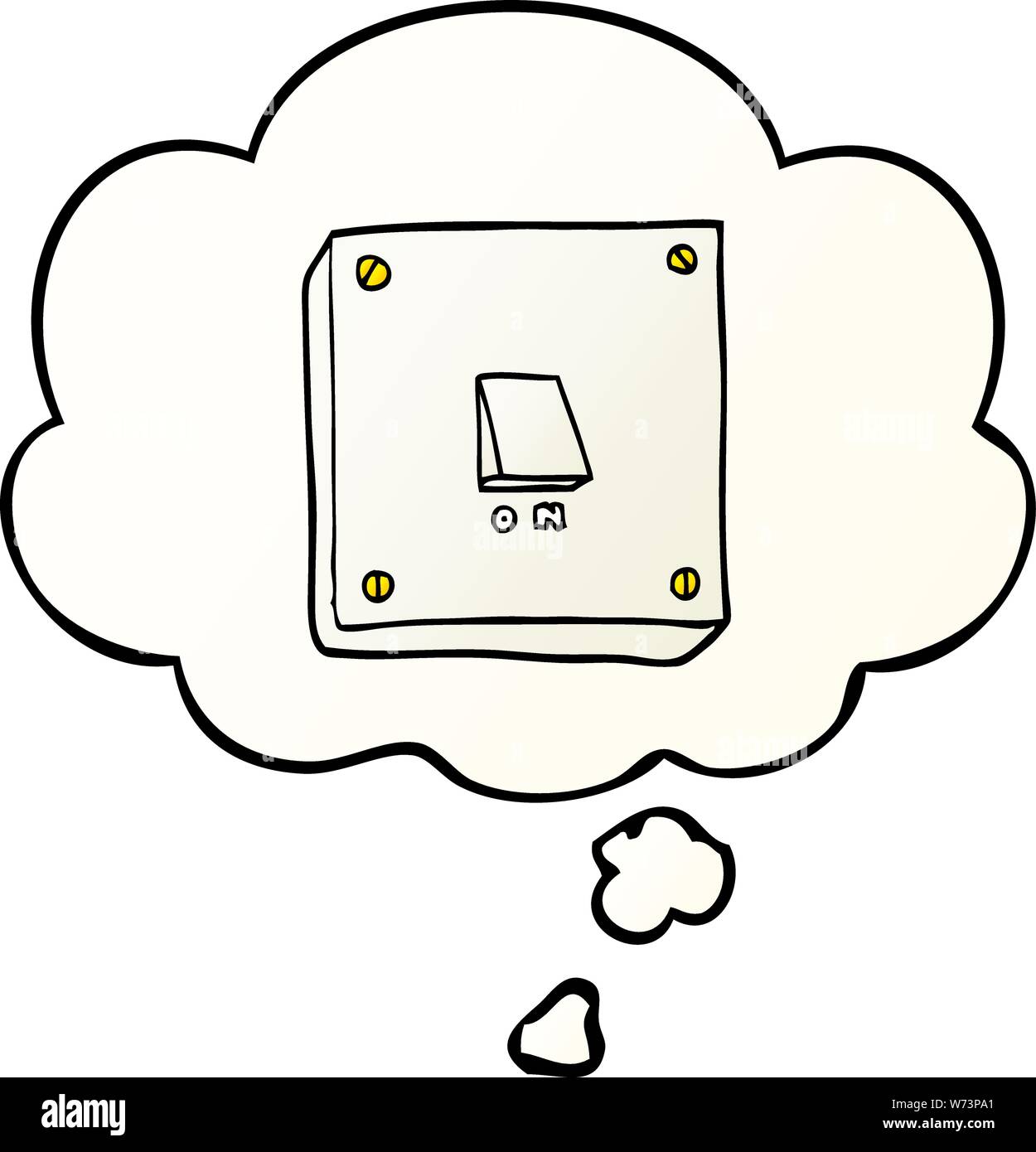 cartoon light switch with thought bubble in smooth gradient style Stock ...