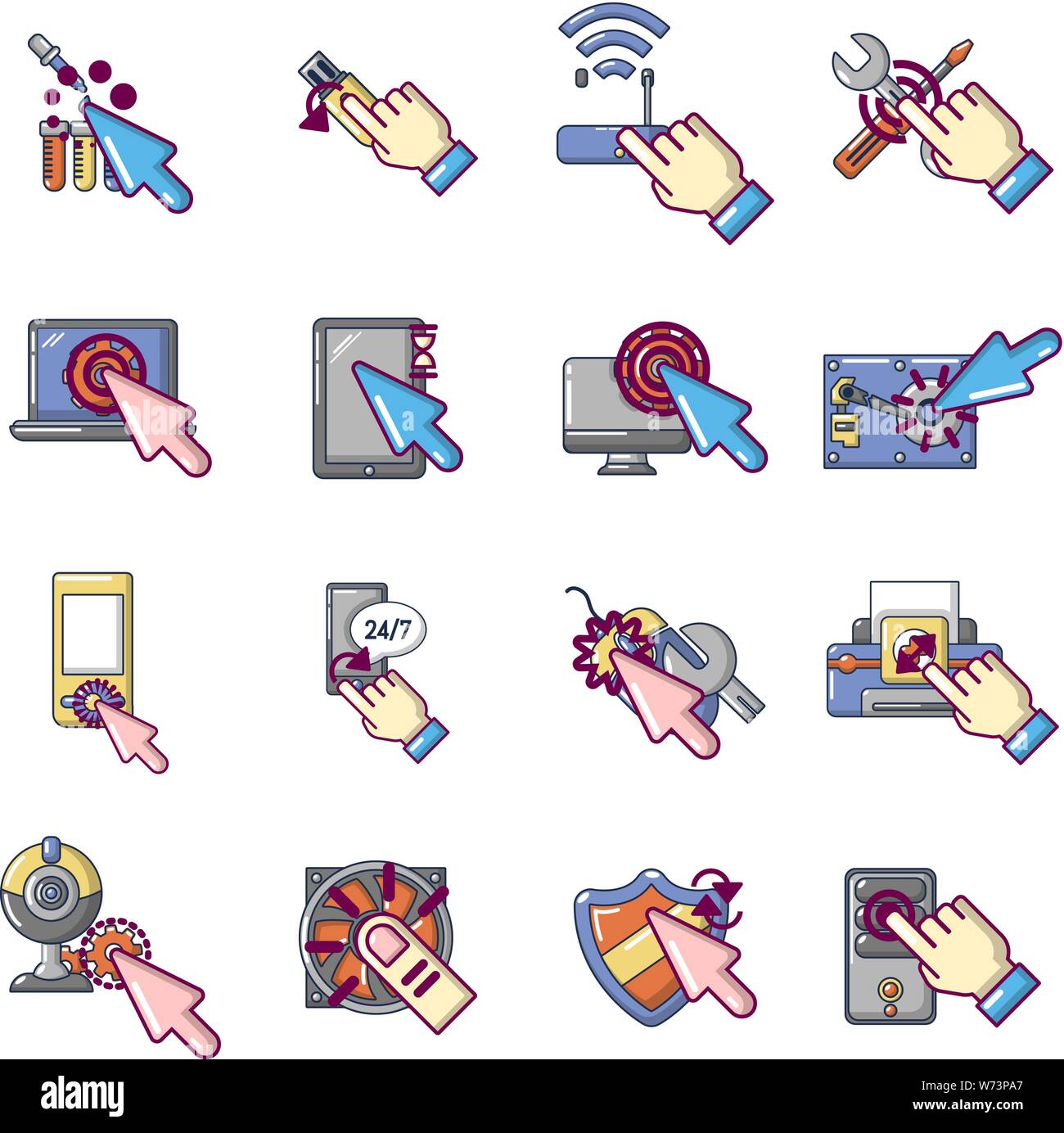 Mend pc icons set, cartoon style Stock Vector Image & Art - Alamy