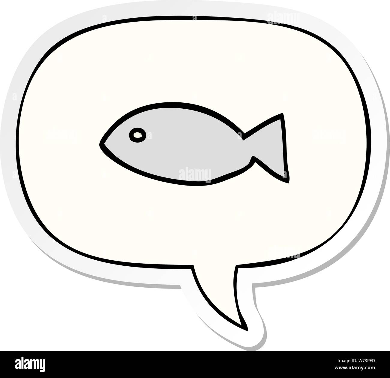 cartoon fish symbol with speech bubble sticker Stock Vector Image & Art ...