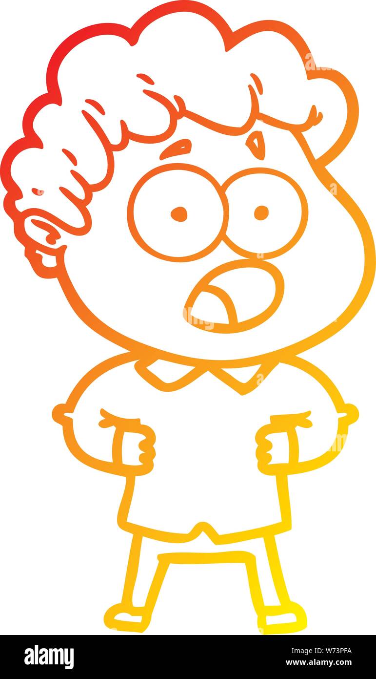 warm gradient line drawing of a cartoon man gasping in surprise Stock ...