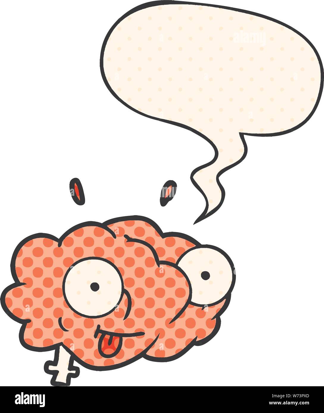 funny cartoon brain with speech bubble in comic book style Stock Vector ...